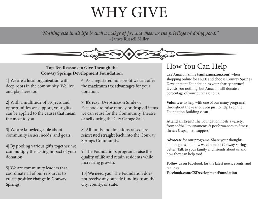 CSDF At a Glance – The Conway Springs Development Foundation, Inc.